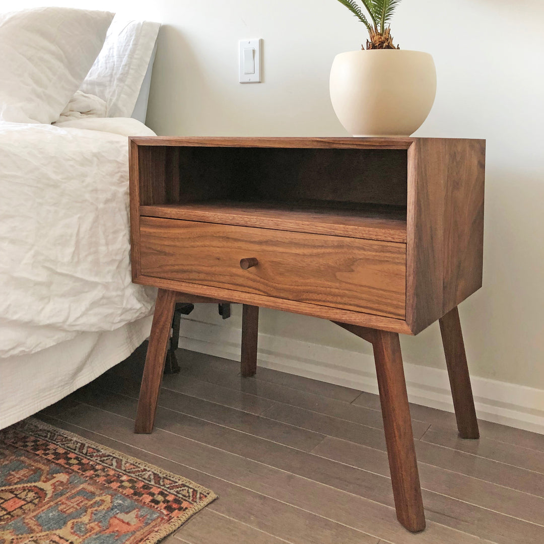 Mid Century Modern Walnut Nightstand – na coille studio